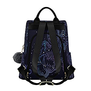 ALAZA Capricorn Zodiac Sign and Constellation Backpack Purse with Adjustable Straps for Woman Ladies