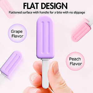Chewies for Invisalign Aligner, 4 PCS Popsicle Silicone Chewies with Grip Handles, for Invisible or Metal Braces Aligner Munchies, 2 Grape Flavor and 2 Peach Flavor