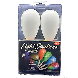 Pack of 2 Light Shakers LED Light Up Maracas - Choose From Multiple Modes: Solid Red, Green, and Blue; Plus COLOR CHANGE (Alternates Colors With Every Shake)