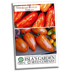 Speckled Roman Tomato Seeds for Planting, 100+ Heirloom Seeds Per Packet, (Isla's Garden Seeds), Non GMO Seeds, Botanical Name: Lycopersicon lycopersicum, Great Home Garden Gift