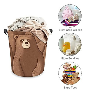Laundry Hamper Brown Bear Freestanding Laundry Basket Thickened Waterproof Collapsible Clothes Hamper Storage for Clothes Toys Dorm And Family