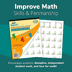 Channie’s One Page A Day Single Digit Addition & Subtraction Workbook for Pre-Kindergarten - 1st Grade Elementary School Students, Single Digit Math Practice, 50 Pages