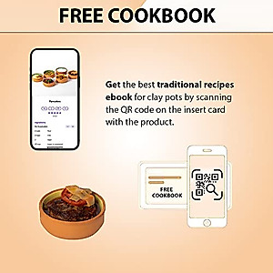 Luksyol Clay pot for cooking Handmade oven bowl tajine cooking pot Microwave & Oven Safe 100% Natural earthenware pot - Eco friendly terracotta pots for Mexican Indian Korean moroccan Dishes, (6 Pcs)