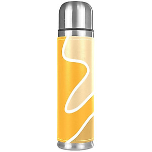 Stainless Steel Leather Vacuum Insulated Mug Abstract Thermos Water Bottle for Hot and Cold Drinks Kids Adults 16 Oz