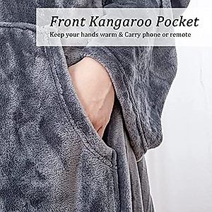 CHOSHOME Wearable Blanket with Sleeves and Foot Pocket for Adult Women Men, Soft Fleece Blanket Fuzzy TV Blanket Throw Wrap for Bed Sofa Travel Home Office, 71" x 51", Grey