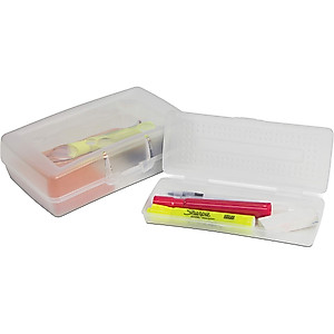 Sparco Clear Plastic Pencil Box Storage Case