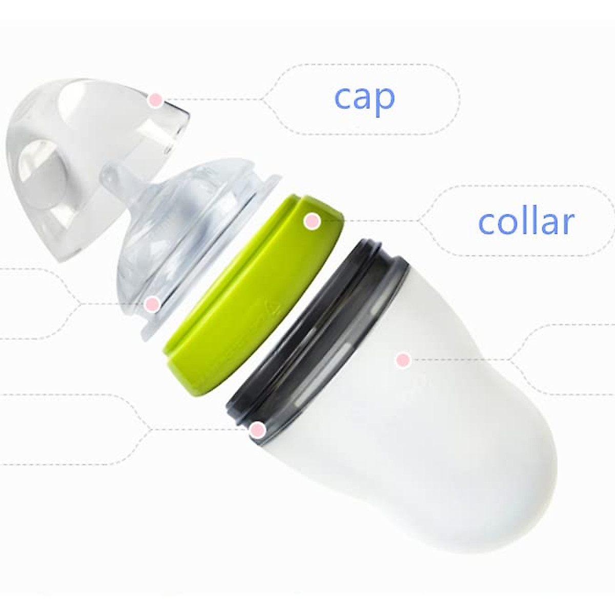 Baby Bottle Caps and Collars Rings Compatible for Comotomo Feeding Bottles,2 Count,Green