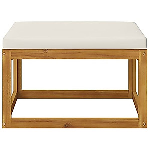 WEHUOSIF 3 Piece Patio Lounge Set with,Pool Sofa,Bistro Set,Outdoor Dining Chairs,Balcony Furniture,Footstool,Pool Sofa,for Front Porch,Garden,Patio,Backyard,Cream Cushions Solid Acacia Wood