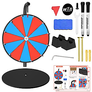 KOOV Prize Wheel, 12" Spinning Wheel for Prizes Tabletop or Wall Mounted, 12 Slots Color Spinner Wheel, Spinning Wheels Dry Erase for Roulette Wheel Carnival Games Tradeshow