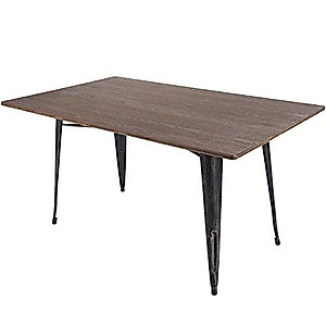 Merax Antique Style Rectangular with Metal Legs 59''x 36'', Distressed Black, Only Table Not Include Bench or chairs