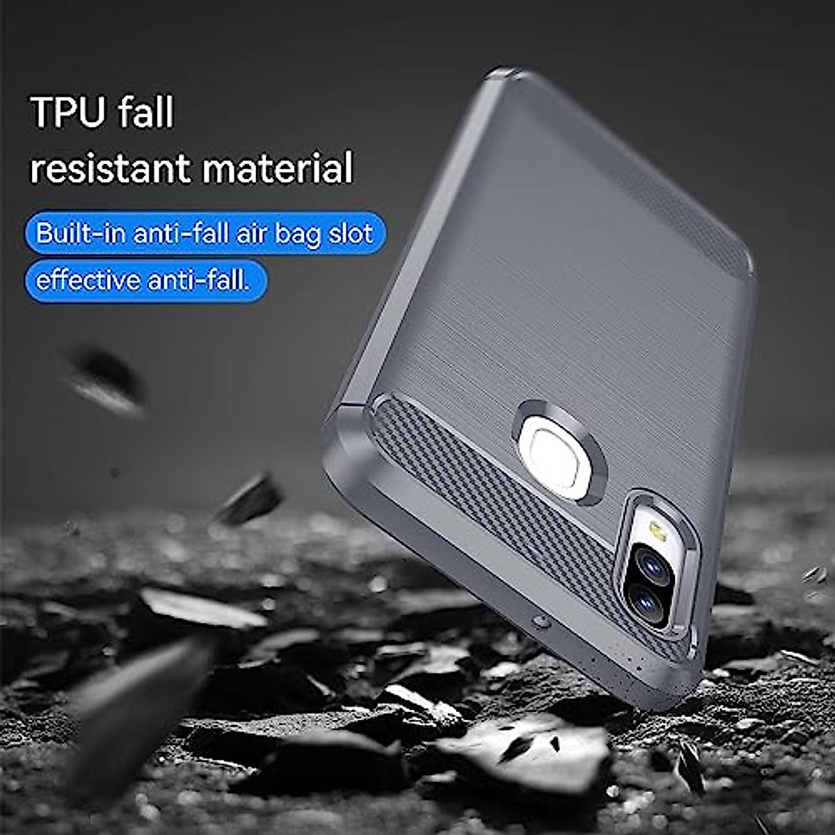 Cell Phone case for Samsung Galaxy A40,Refined Carbon Fiber,Anti-Fall,Anti-Fingerprint,Full Protection Gray