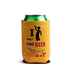 Amazing Drinkers - 10 pack funny quotes & cartoons Extra Thick yellow Neoprene Beer & beverage 12 OZ Can Sleeve Covers - Fully stitched, Trendy & Awesome for Gift or Hosting Item # 10C-YFC