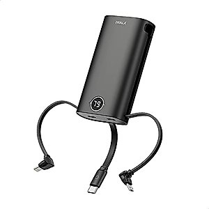 iWALK PowerSquid Portable Charger with Built-in 3 Cables, 9000mAh Ultra-Compact USB C Power Bank Fast Charging 18W PD with LED Display, Compatible with iPhone 14/13/12, Samsung Galaxy, Google Pixel