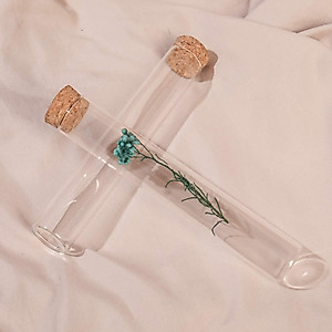 JODIO Glass Test Tubes,18PCS 60ml Clear Flat Test Tubes with Corks Stopper,for Scientific Experiments, Party Decorations, Candy Storage,as Bath Salt Containers(25x150mm)