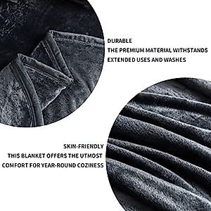 HULAWAO Fleece Bed Blankets, Soft Lightweight Luxury Throw Blanket, Plush Fuzzy Super Cozy and Comfy for Couch Sofa or Bed, All Seasons(Dark Grey, Queen)
