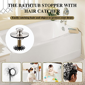 UNI-DRAIN Bathtub Drain Plug with Hair Catcher 1-1/4" NPSM Bathtub Drain Stopper Fine Thread(Nickel Brushed)