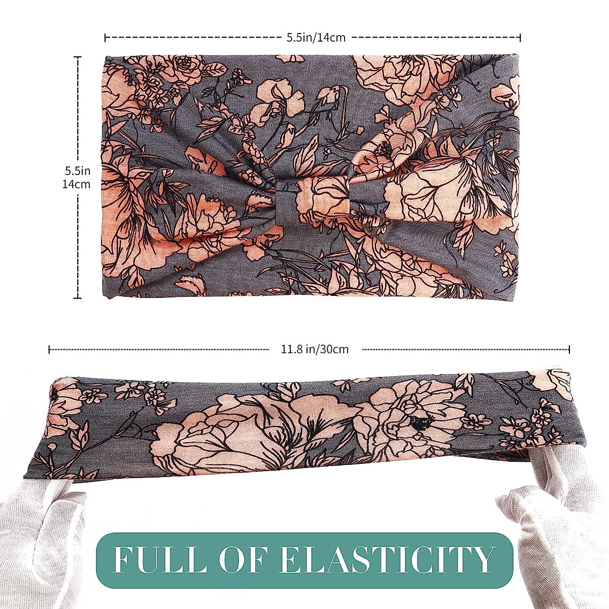 Vemalo Wide Headbands for Women, Boho Bandeau Head Bands, Workout Head Wraps, Stretch No Slip Hair Wraps Pack of 4 (Stylish)