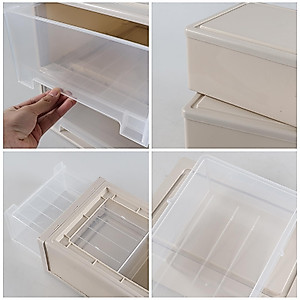 Gloreen 18 L Plastic Storage Drawer Unit, Stacking Desktop Drawer Boxes, 3 Pack