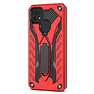 Protective Phone Cover Case Compatible with Infinix Hot 10i/Smart 5 Pro,Military Grade Strong Two Layer PU+TPU Hybrid Full Body Case,Bracket Protective Dustproof Shockproof Cover ( Color : Big Red )