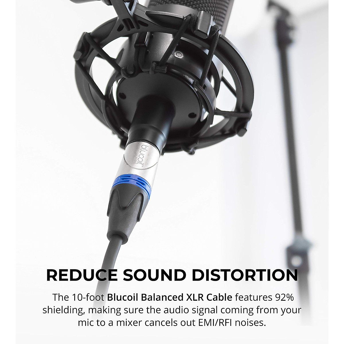 Blucoil Audio 2-Pack of 10-FT Balanced XLR Cables - Premium Series 3-Pin Cable for Microphones, Speakers, and Pro Devices (Male-to-Female)