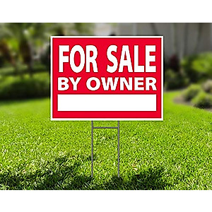 Headline Sign - Yard Sign, for Sale by Owner" Sign with H-Frame, 18 x 24 Inches, Red and White (4728)