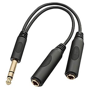 tisino 1/4 Splitter Cable, 1/4" TRS Stereo Male to Dual 1/4" TRS Stereo Female Jack Quarter Inch Splitter Cord - 8 inches /20cm