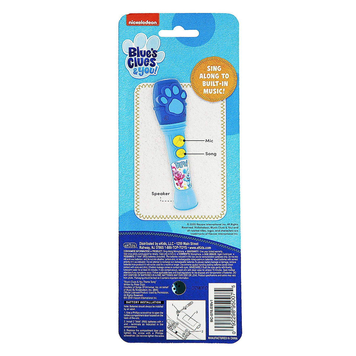 eKids Blues Clues and You Microphone for Kids, Blues Clues Toy Microphone with Built-in Music and Flashing Lights, for Fans of Blues Clues Toys and Gifts