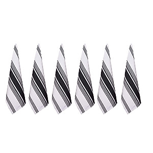 Urban Villa Kitchen Towels 100% Cotton Pack of 6, Highly Absorbent Quick Drying Super Soft Premium Dish Towels for Kitchen with Hanging Loop Hand & Tea Towels - 20x30 Inch, (Black & White, Striped)