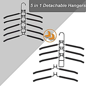 YiSeyruo Clothes Hangers Space Saving: 4 Pack 5 in 1 Multi Layer Metal Hanger Racks Non-Slip Foam Padded Heavy Duty Thick Magic Hanger Closet Organizers and Storage for Coat Sweater Suit T-Shirt.