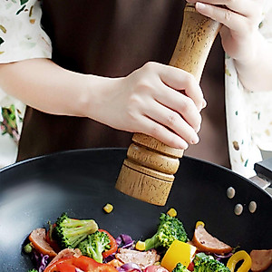 Oak Wood Spice Pepper Mills - Pepper and Salt Grinders, Pepper Shaker with Ceramic Grinding Mechanism, Adjustable Coarseness - 8 inches