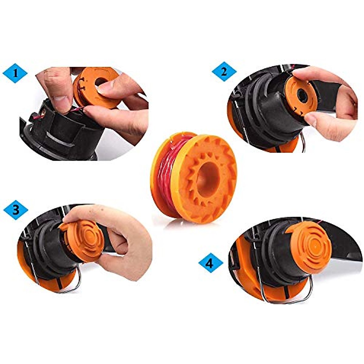 WA0010 Replacement Trimmer Line for Select Electric String Trimmers,Trimmer Spool Line for Worx,0.065 Edger Spool for Worx Trimmer Spools Weed Eater String,Weed Wacker Spool Parts 6Pcs
