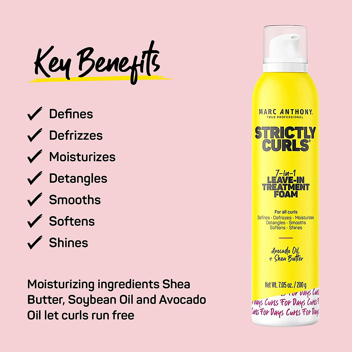 Marc Anthony Curly Hair Spray, Strictly Curls - Curl Booster Removes Frizz, Repels Humidity & Holds Bouncy Curls - Vitamin E & Hydrolyzed Silk Hairspray Add Bounce & Volume - 8.1 Fl Oz