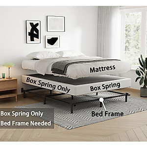 Bedsnus Queen Size Box Spring and Cover Set, 5 Inch Low Profile Metal BoxSpring, Heavy Duty Structure Mattress Foundation, Noise Free, Non-Slip, Easy Assembly