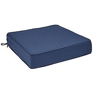Amazon Basics Deep Seat Outdoor Patio Seat and Back Cushion Set 25 x 25 x 5 inches and 28 x 22 x 5 Inches, Insignia Blue