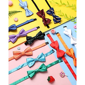 Zhanmai 20 Pcs Boys Bow Ties Pre-tied Bow Ties Bulk with Adjustable Neck Band for Kids Wedding Birthday Party(Cute Style)