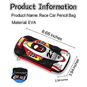 XZR Cool Pen Case Box Bag Stocking Stuffers Large Capacity Organizer Cool Supercar Race Car Pencil Bag Storage Box EVA Material Nice Gift (Red)
