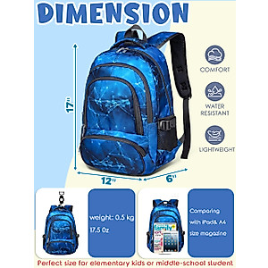 BLUEFAIRY Boys Backpack for Kids Elementary School Bags Kindergarten Middle School Bookbags Lightweight Durable Girls Gift (Stars,Blue)