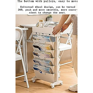 EFLALYHG Multifunctional Bookshelf, Mini Detachable Cart with Universal Wheels, Six-Tier Rolling Cart, Book Storage Organizer for Kitchen, Bathroom, Living Room, Office,Pink