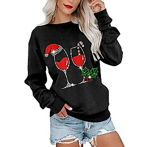 Ugly Christmas Sweatshirt Shirts for Women Women Shirts Christmas Graphic Print Sweatshirts Novelty Funny Trendy y2k Laides Coat Shrugs Black Jacket Women Dressy Womens Blouse Funny Xmas