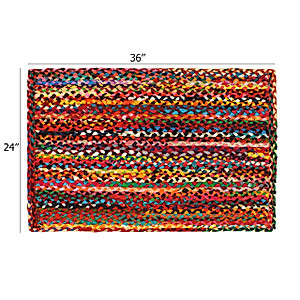 COTTON CRAFT Cotton Chindi Braid Rag Rug - Boho Farmhouse Rustic Area Accent Throw Rug - Handwoven Reversible Natural Recycled Cotton - Living Room Den Study Home Décor Gift - 2' x 3' - Multi Color