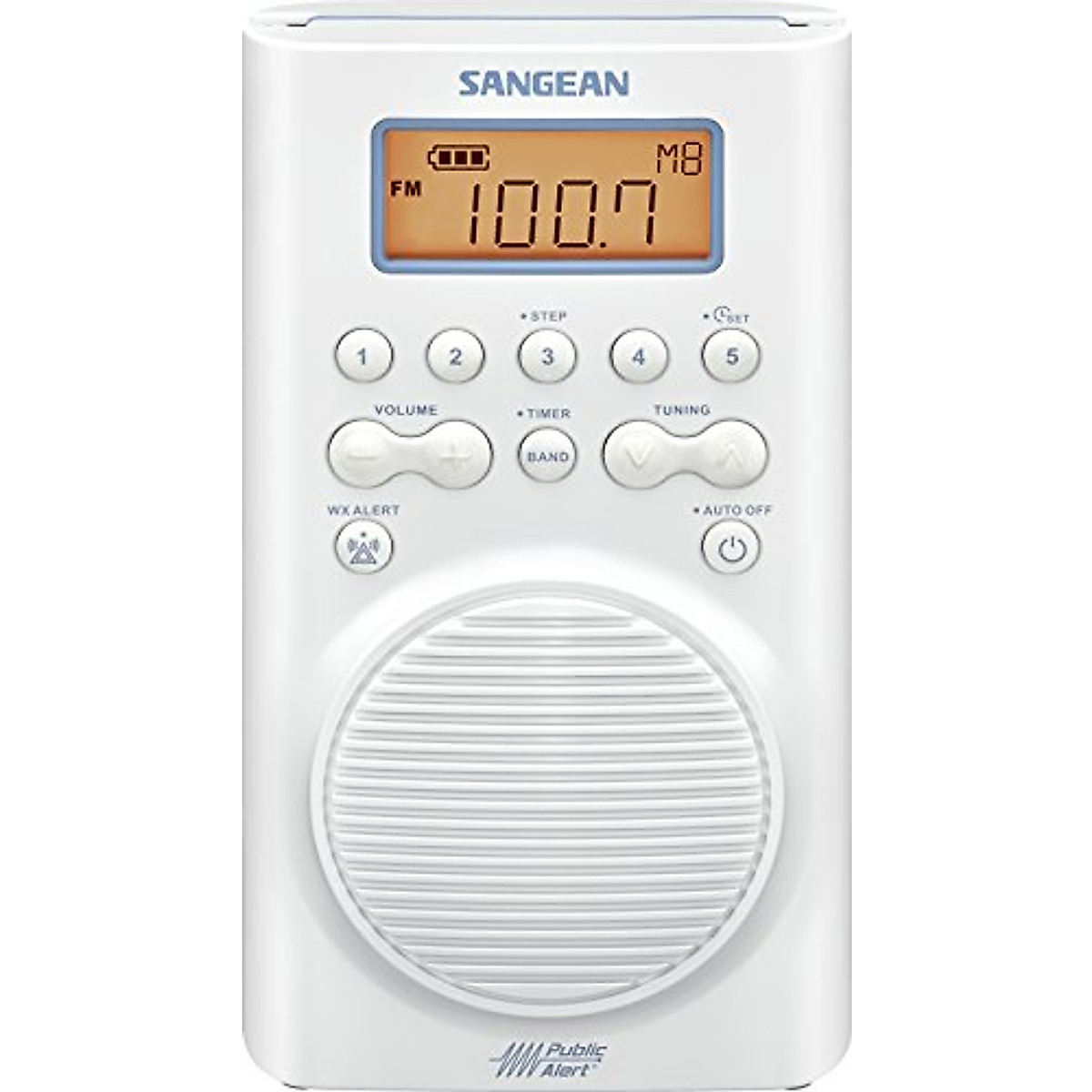 Sangean H205 AM/FM Weather Alert Waterproof Shower Radio White