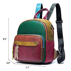 Bags and Purses Everyday Use, Genuine Leather Mini Shoulder Backpack for Women & Girls Patchwork Handbag Small