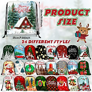 Boao 24 Pcs Christmas Gift Bags Christmas Drawstring Gift Bags Holiday Drawstring Bags for Xmas Holiday Presents Party Favor Wrapping Decorations Supplies