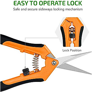 iPower 16-Inch Bud Leaf Bowl Trimmer Twisted Sharp Stainless Steel Blades for Hydroponics with Upgraded Gears, Orange Pruner, 6.5” Gardening Hand Scissors