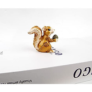 SEVENBEES Hand Painted Squirrel Jewelry Boxes Trinket Box Hinged Squirrel Figurine Gift for Women Girls