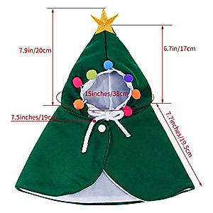 Lystaii Pet Christmas Costume Cloak Cat Santa Cape with Santa Hat Star and Pompoms Accesories Puppy Dog Xmas Party Cosplay Dress Velvet Winter Warmer for Dog Cats (Large, Green)