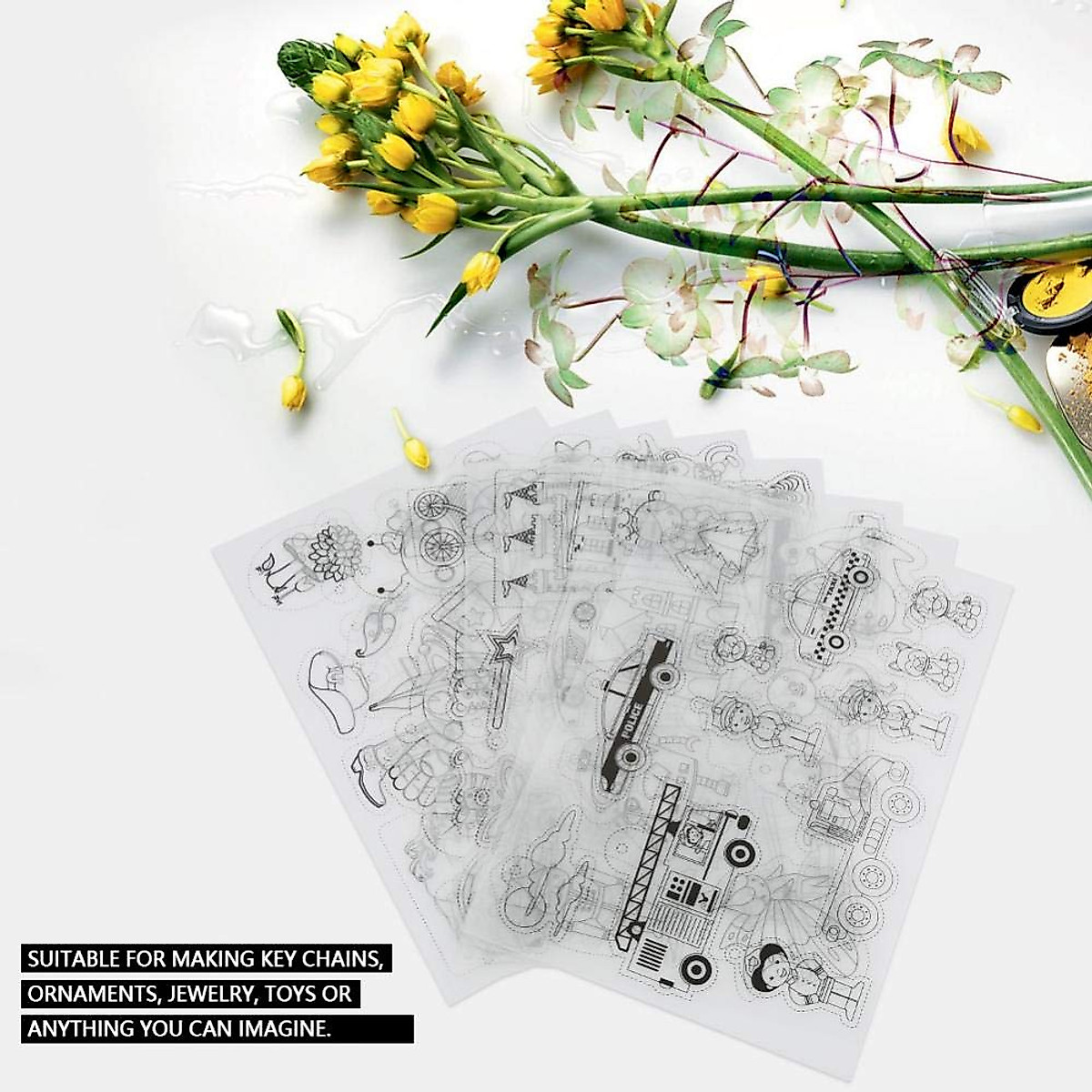 8pcs Shrink Sheet, Heat Shrinky Sheets Creative Pack Shrinky Art Paper with Pattern Shrinkable DIY Hand Made Craft Tool for Boys and Girls(Boy's Style)