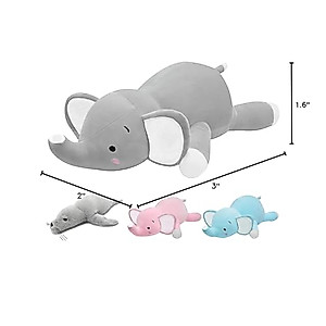 CSVBTRF Weighted Stuffed Animals, 4.2 lbs 23" Elephant Plush Hugging Pillow for Gift, Grey Elephant Stuffed Animals (Grey, 23")