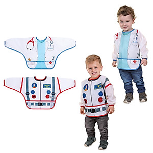 Dreambaby Food & Fun Character Bibs Baby Smocks with Sleeves - Model L560BB - 2 Pack (Astronaut & Doctor)