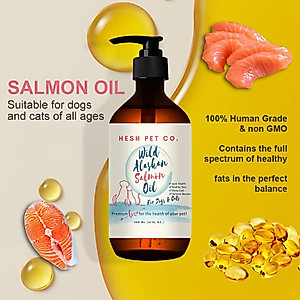 Premium Wild Alaskan Salmon Oil for Dogs & Cats - 32oz Skin & Coat Supplement with Essential Fatty Acids - Fish Oil, Salmon Oil for Puppies, Omega 3 Fish Oil for Dogs, Wild Fish Oil